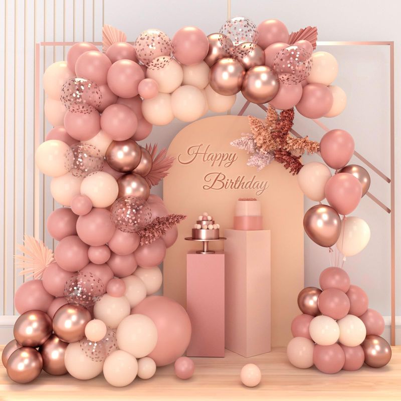 Blush Pink Balloon Arch Kit - 87pc Dusty Pink & Rose Gold Balloons for ...