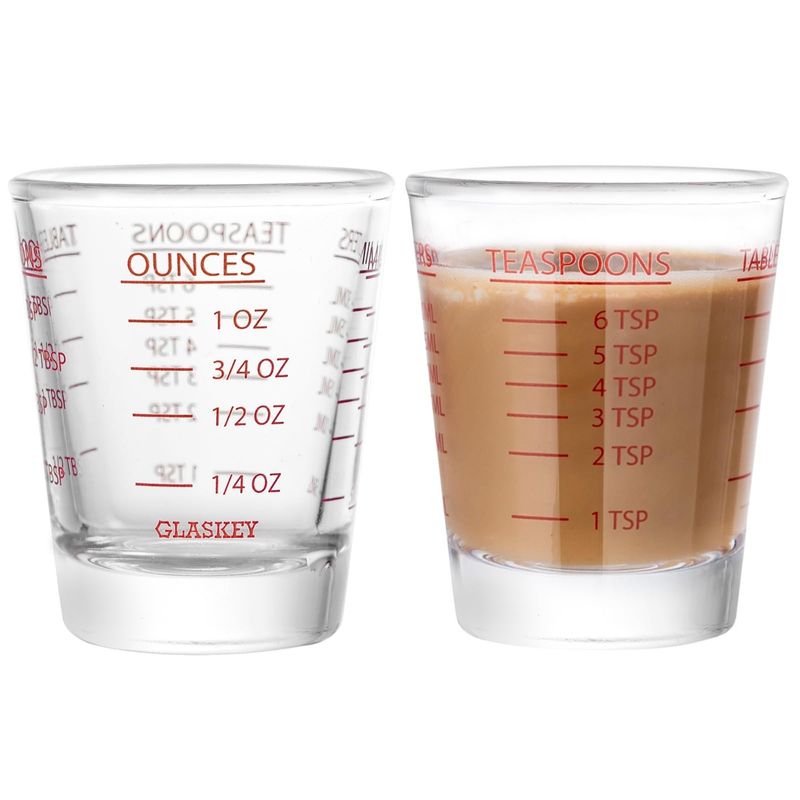 GLASKEY 1.5 oz Shot Glass Set of 2,Shot Glasses Measuring Cup with 4 ...