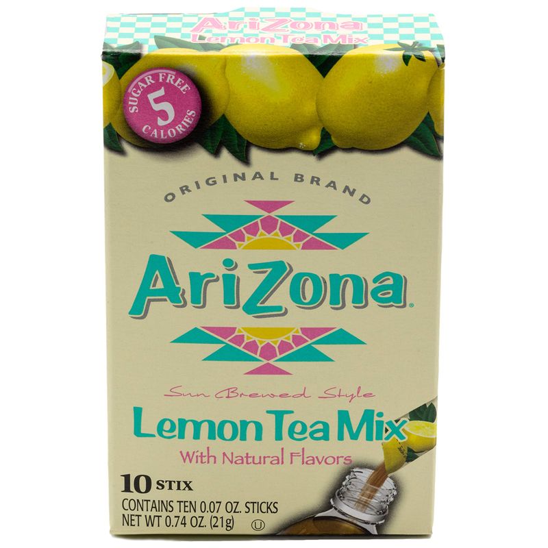 Arizona Lemon Iced Tea Stix Sugar Free, 10Countper Box (Pack of 6), Low ...