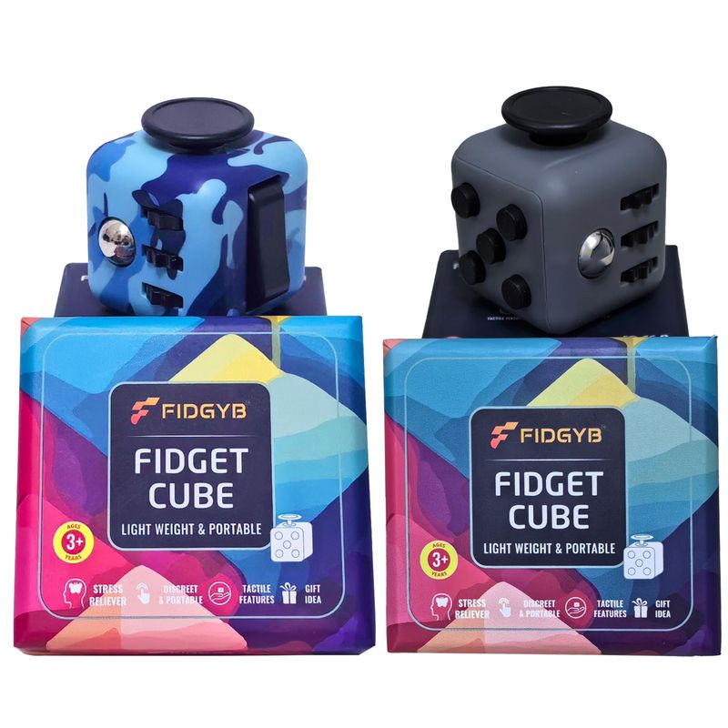 FIDGYB 2PCS Cube Fidget Stress Relief Toy for Adults & Kids, Smooth ...
