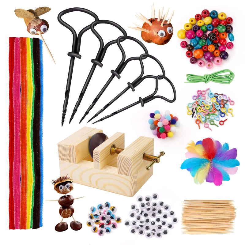 POFIBO Children's Chestnut Drill Set - Chestnut Drill with Holder, 328 ...
