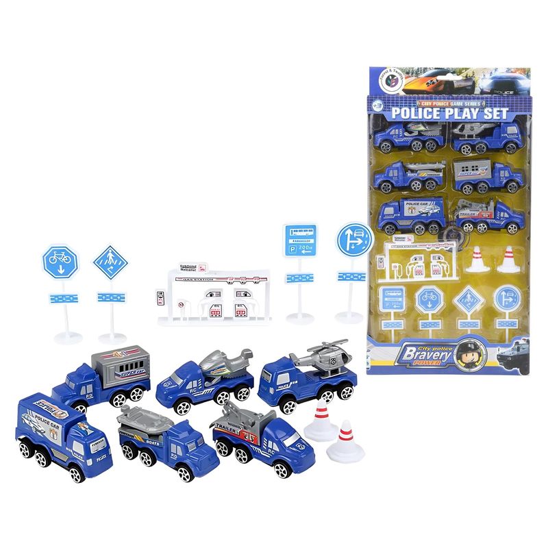 Mini Police Playset, 13 Pcs, Includes Police Vehicles, Traffic Signs ...