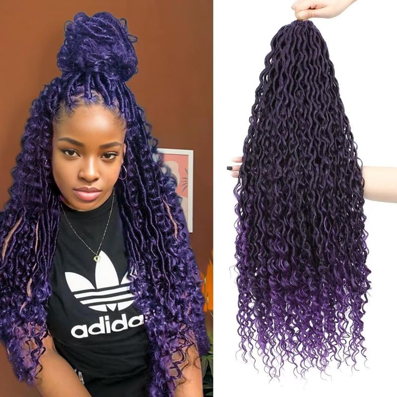 8 Packs Purple Goddess Locs Crochet Hair 18 inch Prelooped River Locs ...