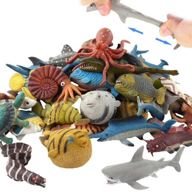 18 Pack Rubber Ocean Animal, Sea Figure Bath Toy Set,Food Grade ...