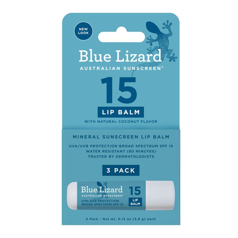 3-Pack Blue Lizard Mineral SPF 15 Lip Balm: Broad Spectrum Sun ...