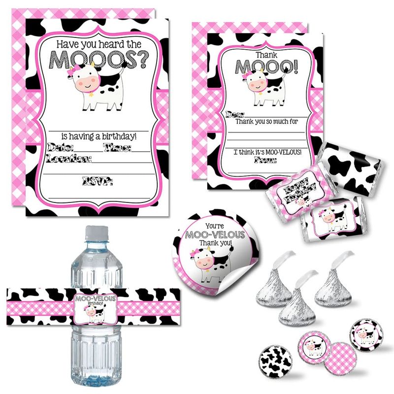 Amanda Creation Deluxe Heard the Moos Pink Cow Birthday Party Bundle ...