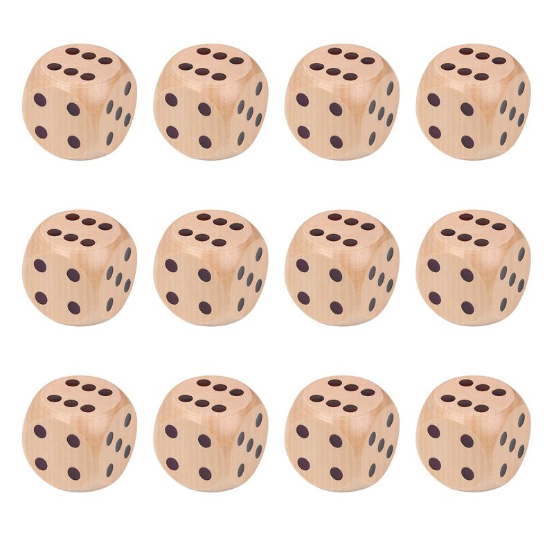 12 Pcs Natural Wooden Dice 30mm Wooden Dice Wooden D6 Six Dice Wooden ...
