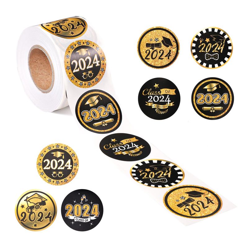 500pcs / Roll Graduation Stickers, 1.5 Inch Round Graduation Cap ...
