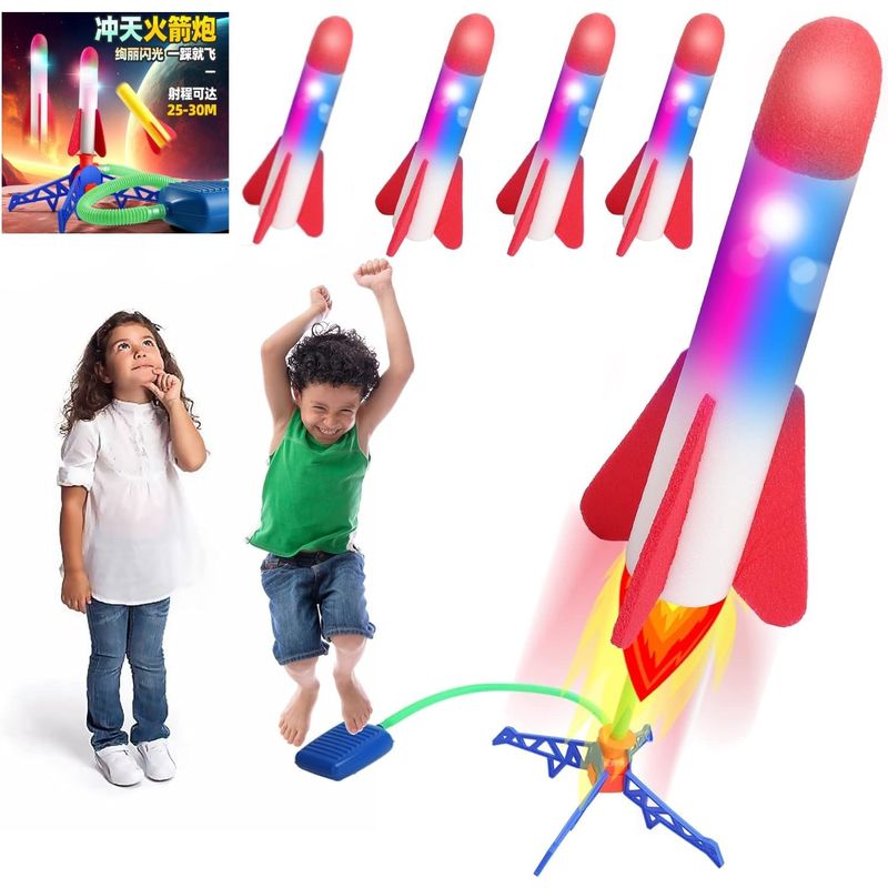 The Original Rocket Launcher, 4 Foam Rockets,Can emit light and Toy Air ...