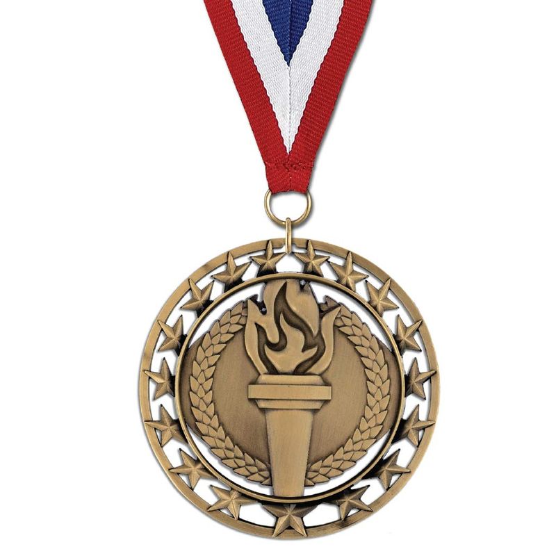 Hodges Badge Company Victory Torch Gold, Silver, or Bronze Medals with ...