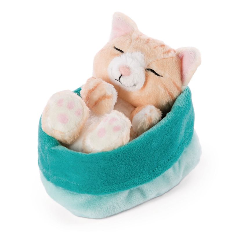 NICI Soft Toy Cat in blue-green basket 16 cm - Sleeping Kitties cuddly ...