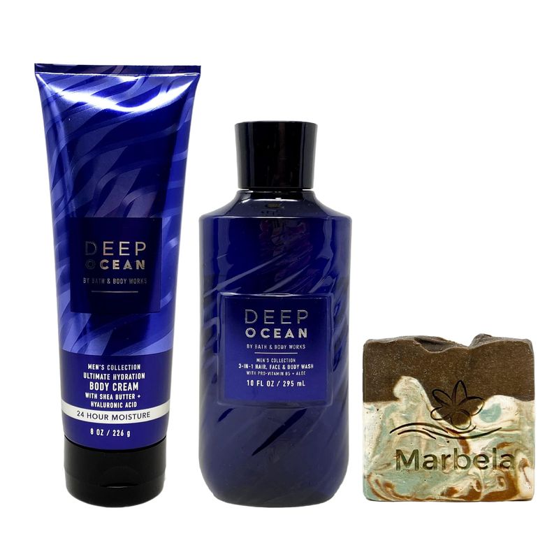 Bath & Body Works Men's Collection Deep Ocean Body Cream and 3-in-1 ...
