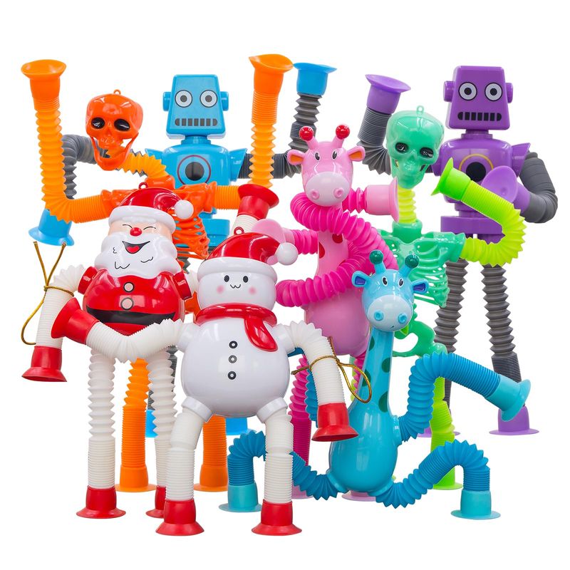 Pop Tubes Robot Fidget Toys for Kids, 8Pack Fidget Sensory Stretchy ...