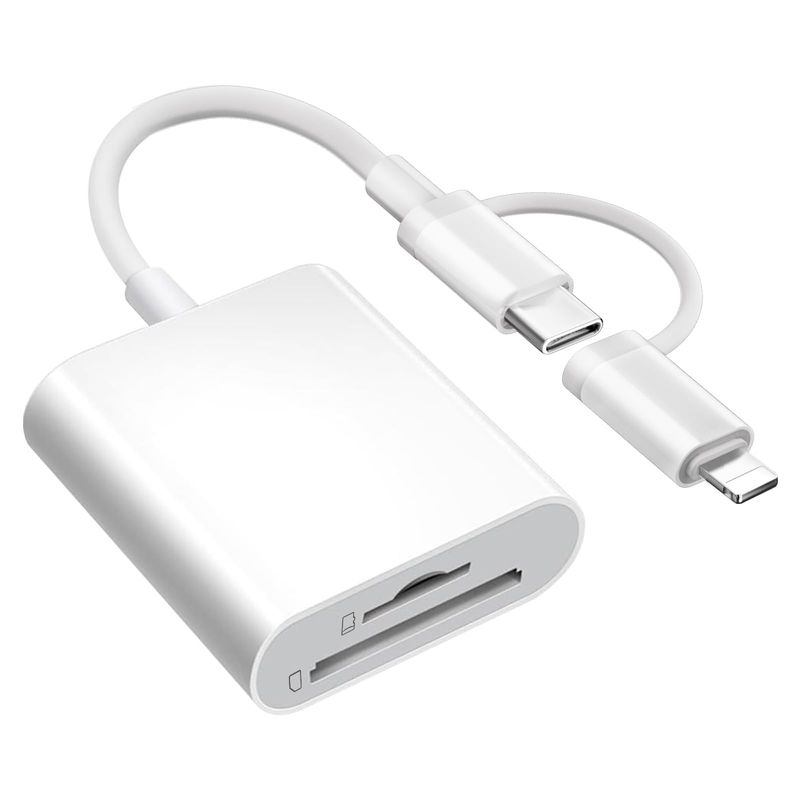 Dual Connectors Dual Slots SD Card Reader for iPhone iPad, Lightning ...
