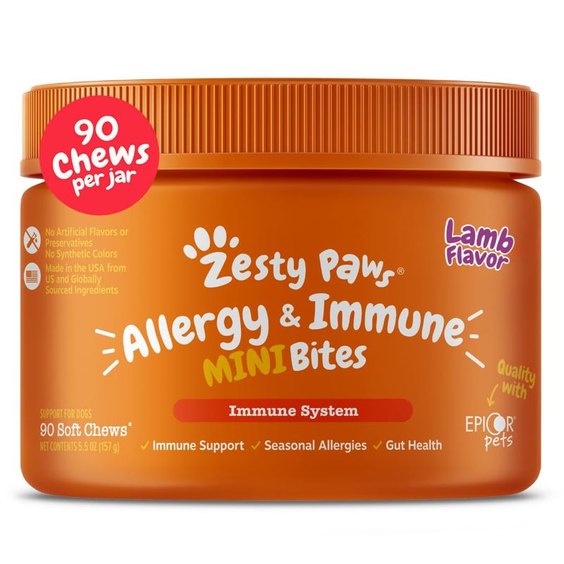 Zesty Paws Dog Allergy Relief Chews, Dog Probiotics for Itchy Skin and ...