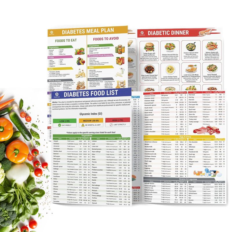 Leogony Diabetic Food List Wall Charts, Diabetic Food Meal Planner Book ...