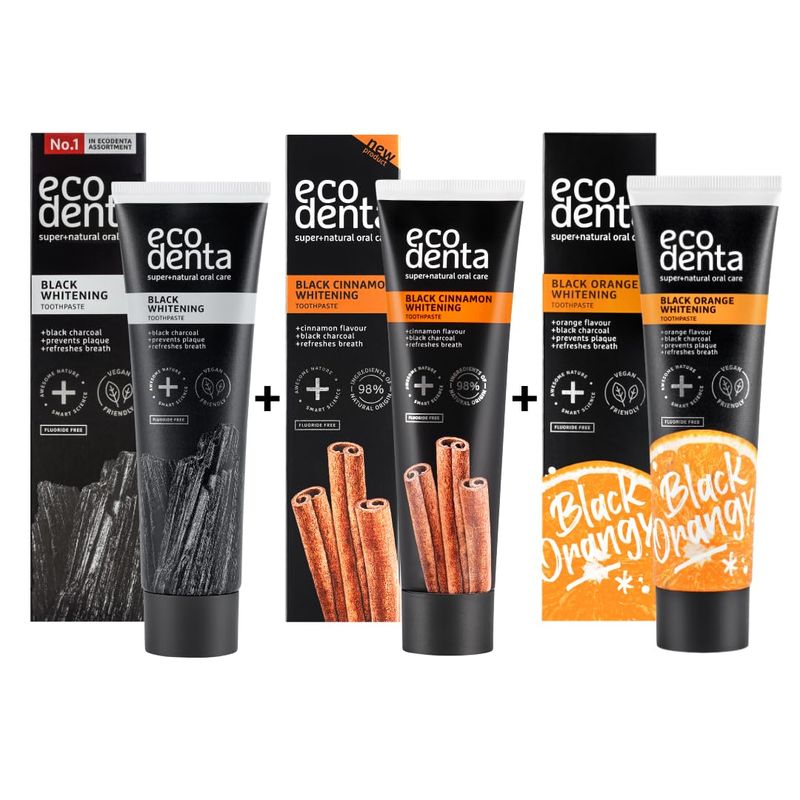 Ecodenta Black Whitening Toothpaste Set x 3 Pieces I Black Charcoal ...