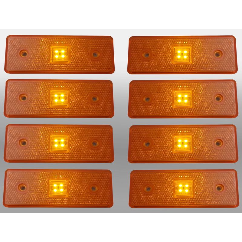 flexzon 8pcs 12V LED Orange Side Marker Light Indicator with Bracket ...