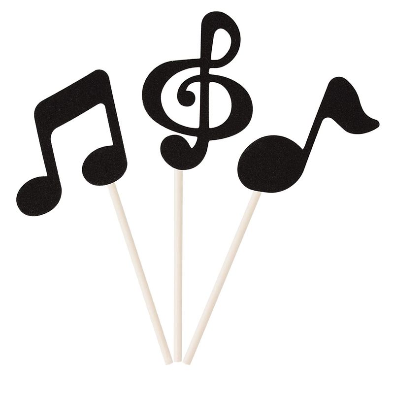 Donoter 48 Pcs Black Glitter Music Notes Cupcake Toppers Musical ...