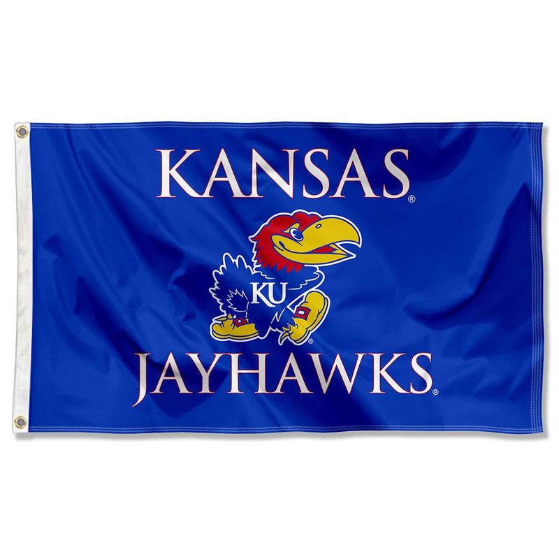 College Flags & Banners Co. Kansas Jayhawks Wordmark Flag - Online ...