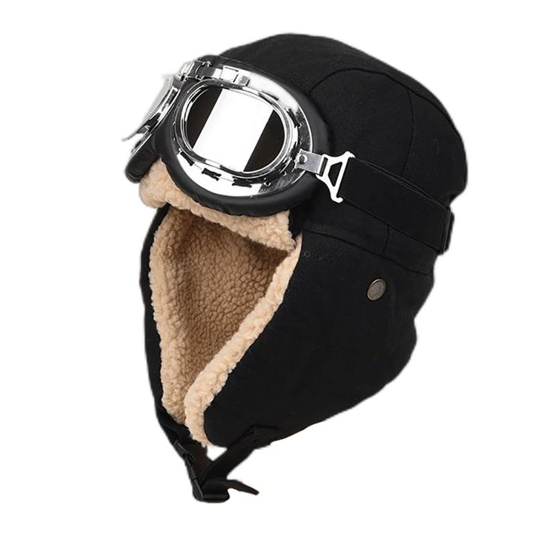 Aviator Hat Pilot Goggles Fur Ear Flaps Trooper Trapper Pilot Cap for ...