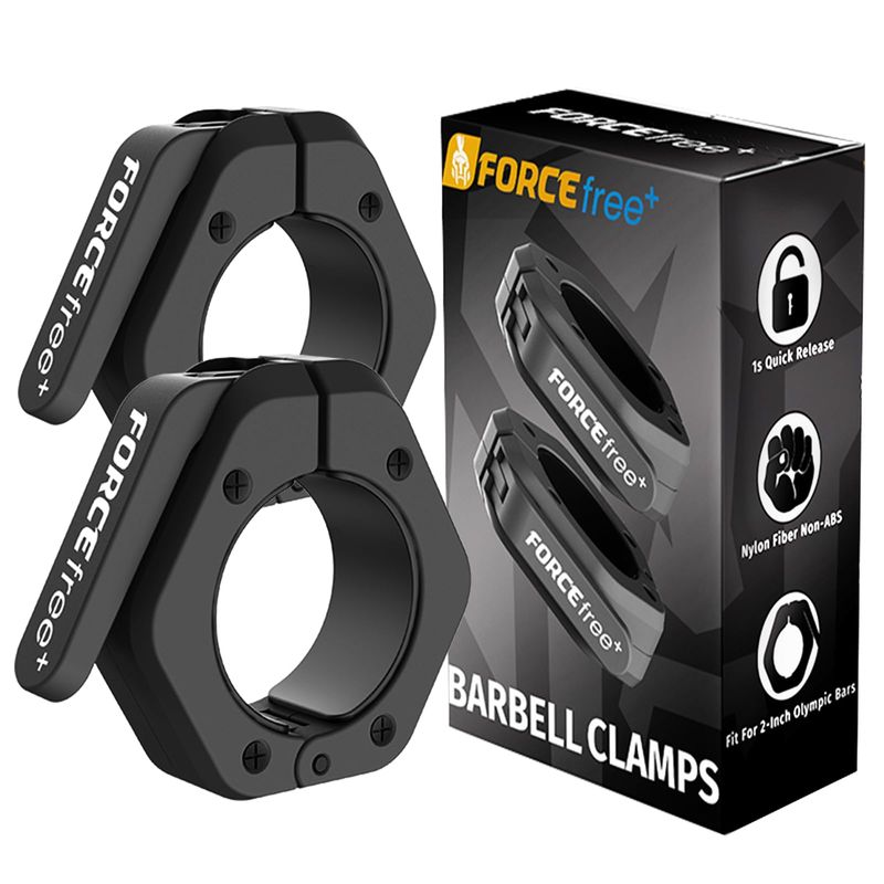 Forcefree+ Barbell Clips (Pair), Barbell Clamps, Quick Release Olympic ...