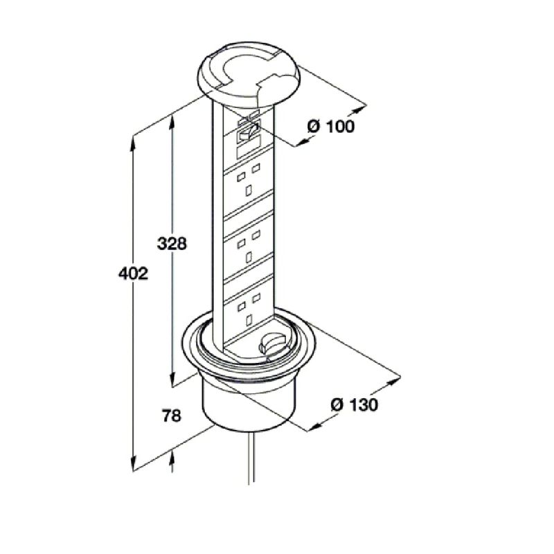 Kitchen Vertical POP UP Plug Sockets Power Dock With USB Connectors ...