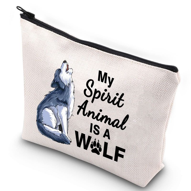 WZMPA Wolf Themed Cosmetic Bag Howling Wolf Lover Gift My Spirit Animal ...