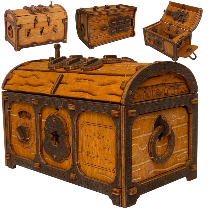 WOODEN.CITY Puzzle Box Treasure Chest - Assemble and Solve Riddles for ...