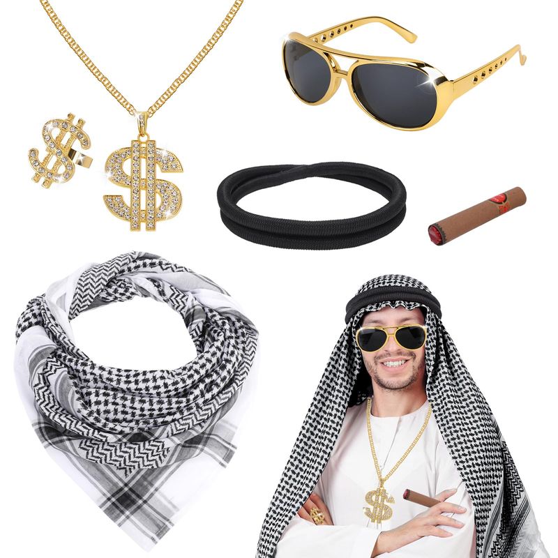 XEPST Arab Costume Set for Men - 6PCS Arabian Costume Accessories Set ...