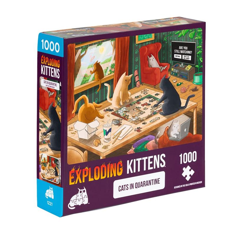 Exploding Kittens Puzzle: Cats in Quarantine - 1000 Pieces - Ages 14 ...