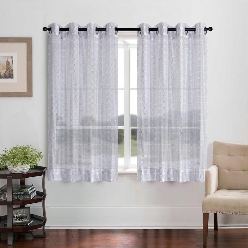 Megachest Woven fancy Voile metallic ring top Curtain 2 Panels with ...