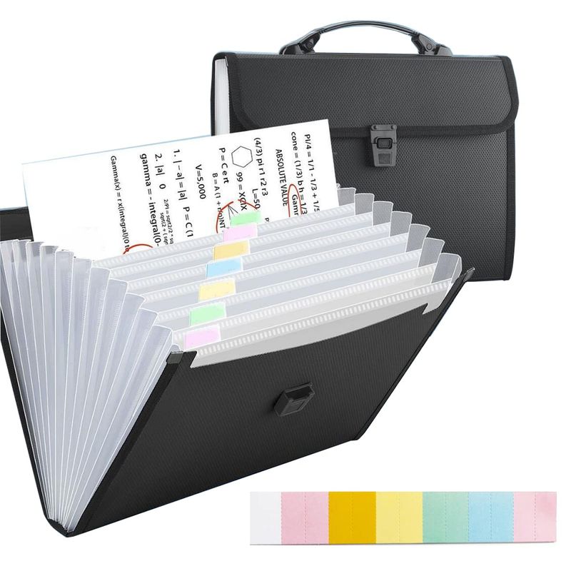 13 Pockets Expanding File Folder Organiser with Handle, TRANBO ...