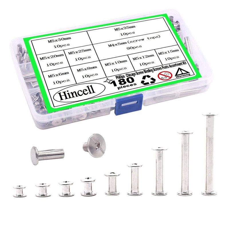 Chicago Binding Screws Posts Assorted Kit,Hincell 90Sets 9 Sizes 304 ...