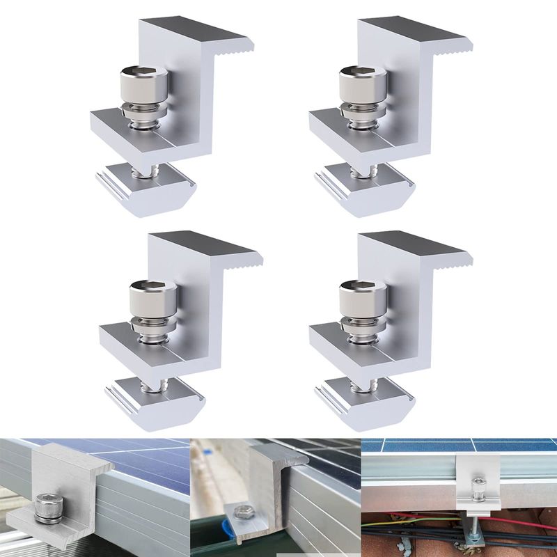 Pack of 4 Solar Panel Bracket End Clamp Kit, Solar Panel Edge Clamp ...