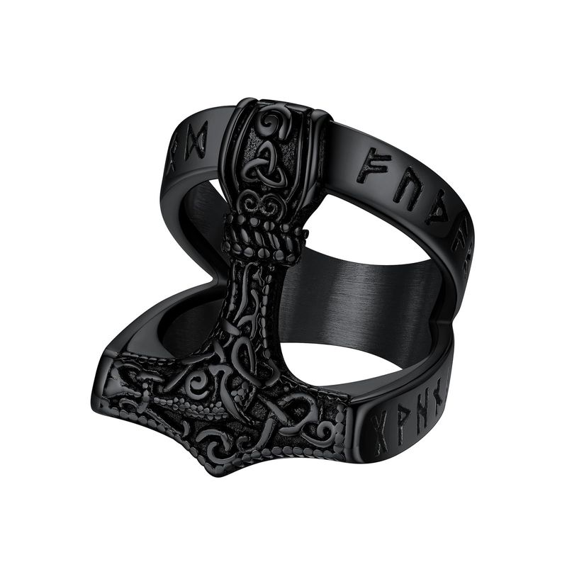 Supcare Thor's Hammer Rings for Men Boys Viking Luhn Rune Finger Ring ...