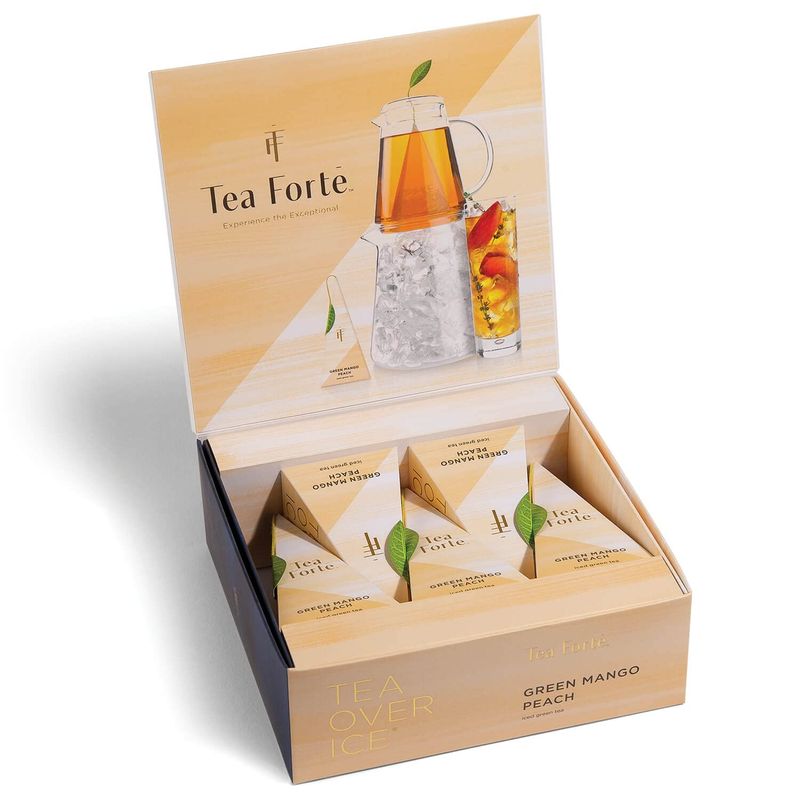 Tea Forte Iced Mango Peach Tea Over Ice, Pitcher-Size Iced Green Tea ...
