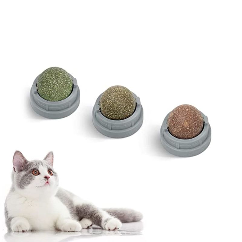 3 Pack Catnip Balls, Catnip Ball for Cats Wall, Edible Kitty Toys for Cats Lick, Kitten Teeth ...