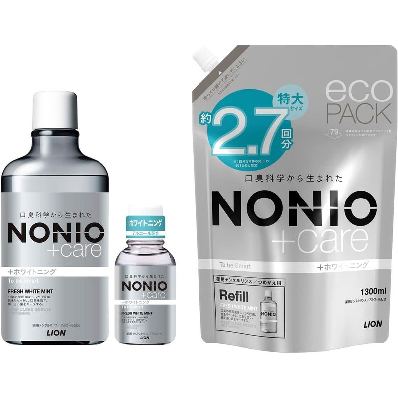 [Set Item] Lion NONIO Plus Whitening Dental Rinse 20.3 fl oz (600 ml), Mini Rinse 2.8 fl oz (80 ...
