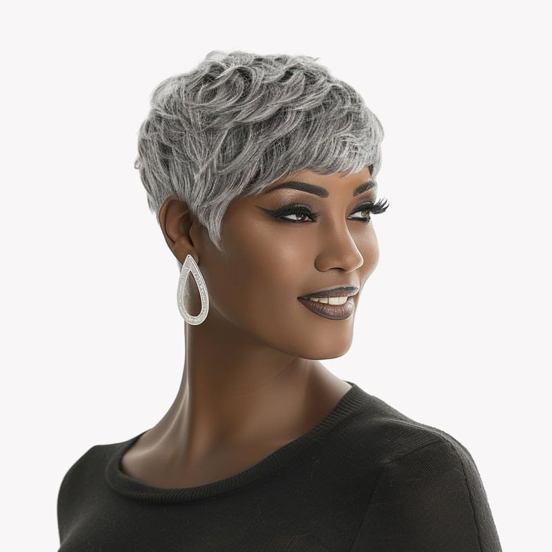 BingSing Short Grey Wigs for Back Women Pixie Cut Wigs for Black Women ...
