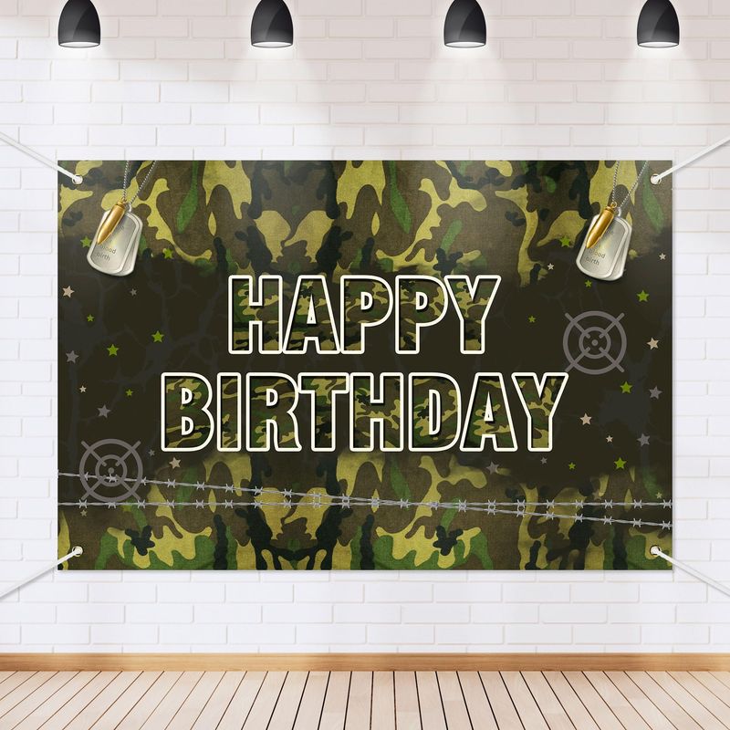 Military Camo Happy Birthday Backdrop Banner Army Camouflage Theme ...