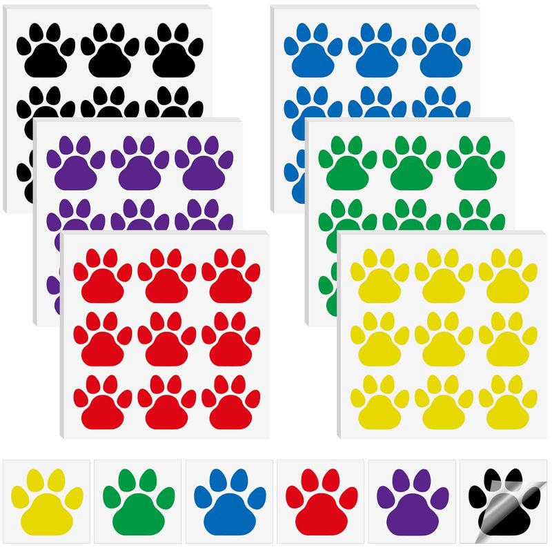 Glenmal 60 Sheets 540 Pcs Paw Print Tattoo Temporary Multicolor Dog Paw ...