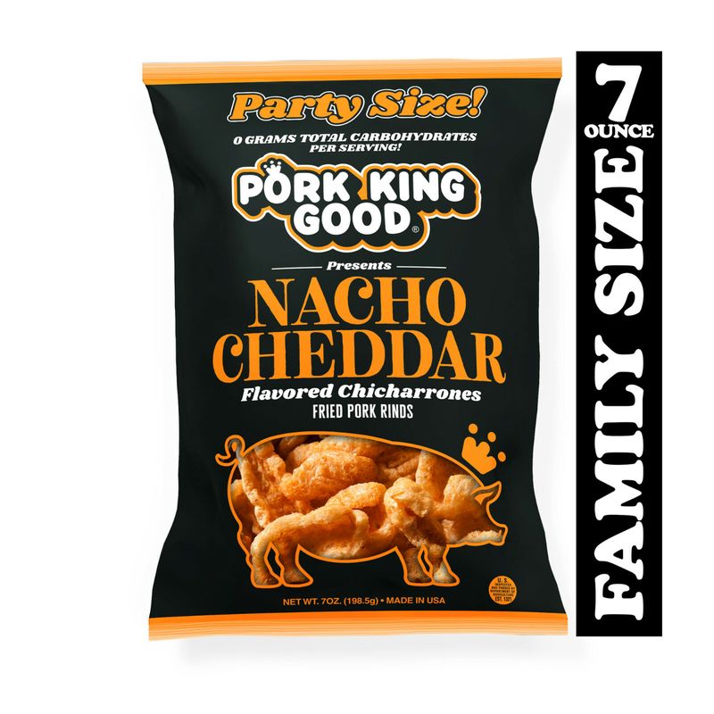 Pork King Good Nacho Cheddar Pork Rinds Chicharrones 7oz Family Size ...