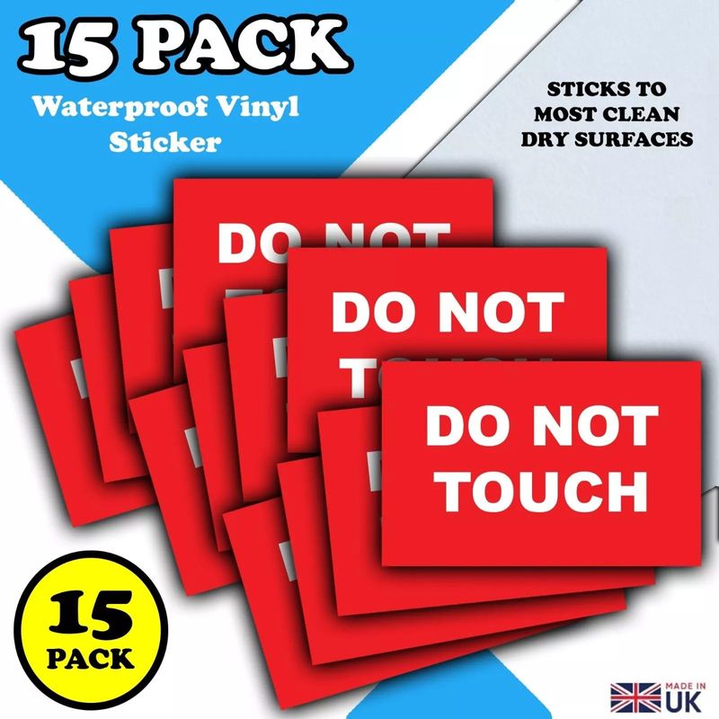 15-Pack - Do Not Touch Safety Vinyl Sign Stickers - Display Notice Dont ...