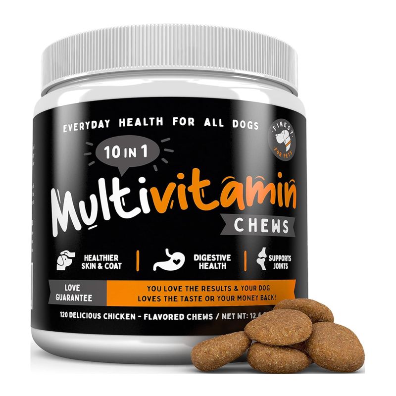 Dog Multivitamin Chewable Treats - Pet Vitamins and Supplement, 10-in-1 ...