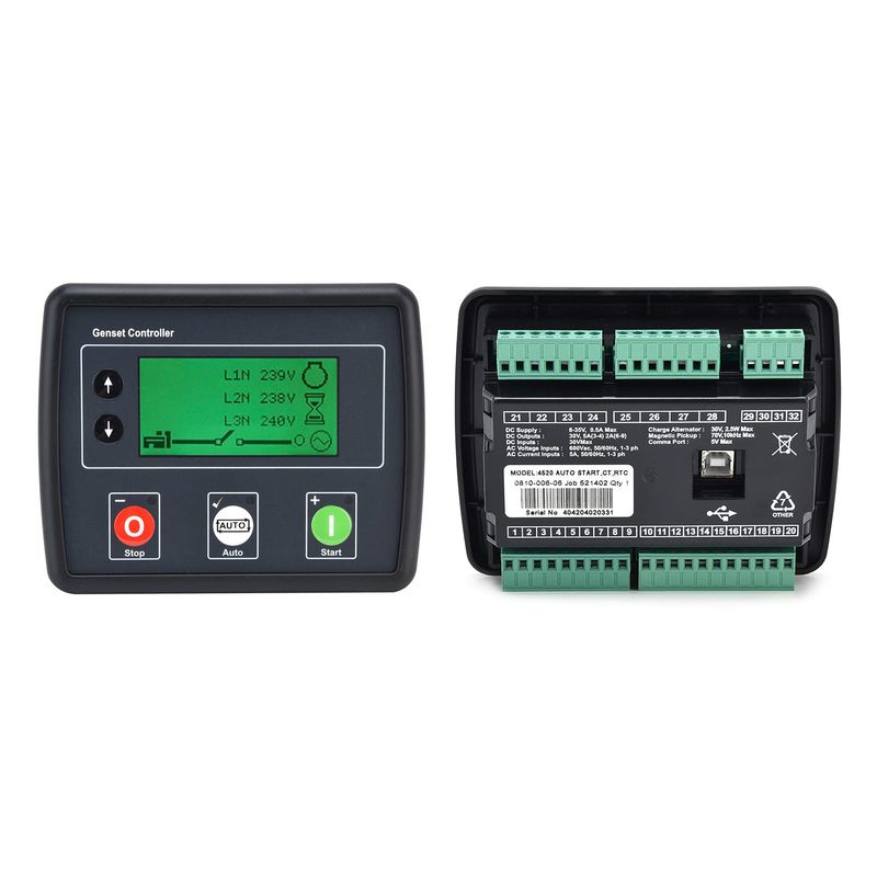 Genset Controller Self Starting Generator Controller LCD Display 3 Phase Mains Detection Control ...