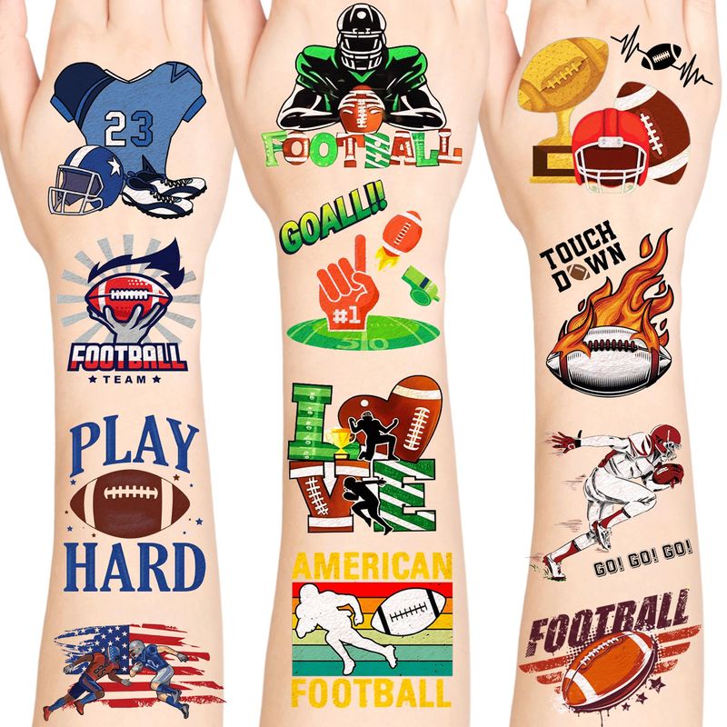 96 PCS Football Temporary Tattoos, Sports Tattoos, Football Party ...