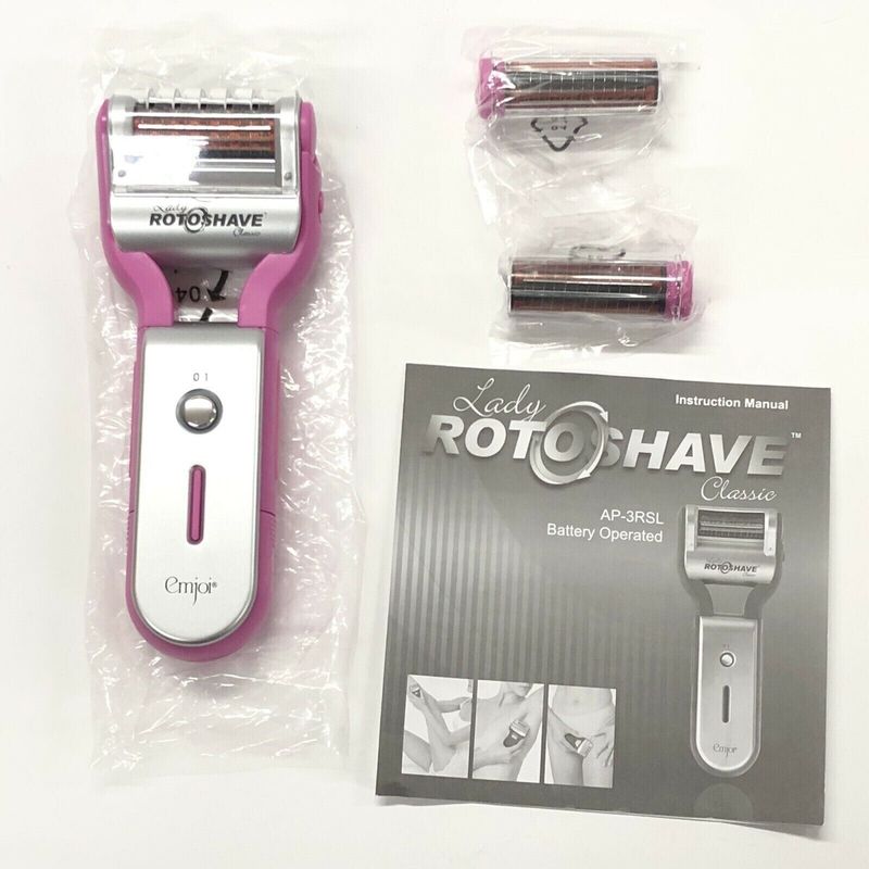 Emjoi Lady ROTOSHAVE Classic Battery Operated Shaver Razor with 3 ...