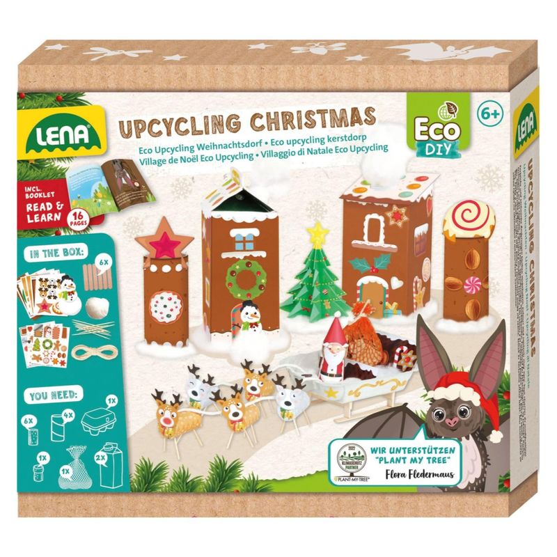 LENA 42840 Eco Upcycling Christmas Craft Set for Children from 6 Years, Complete Set with Cotton ...