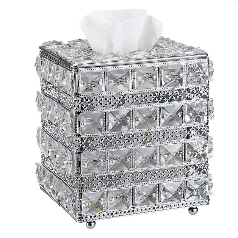 Sumnacon Crystal Square Tissue Box Cover - Sparkling Cube Glass Tissue ...